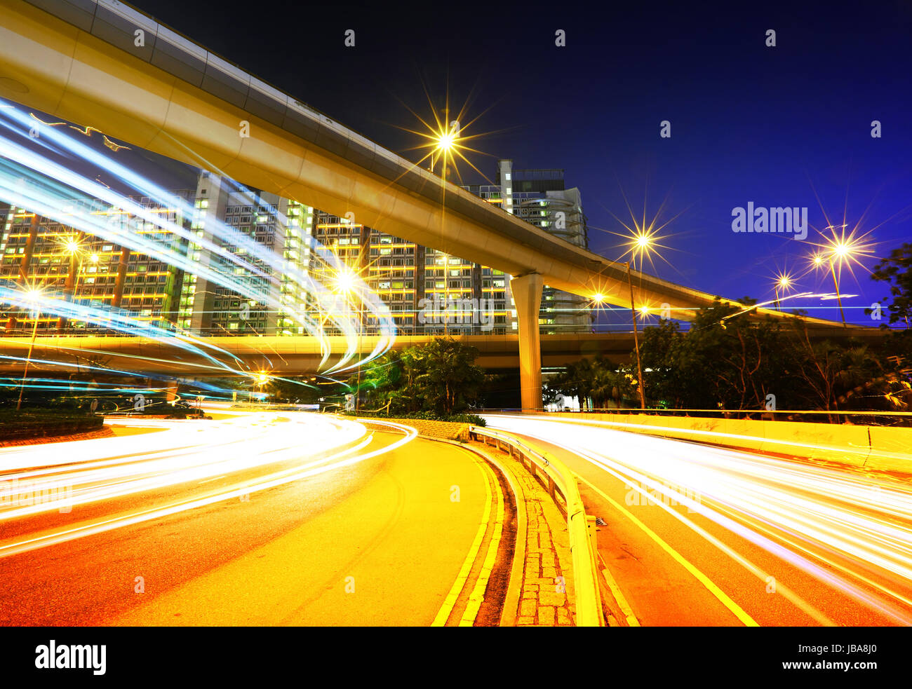 Traffic trail in city Stock Photo - Alamy