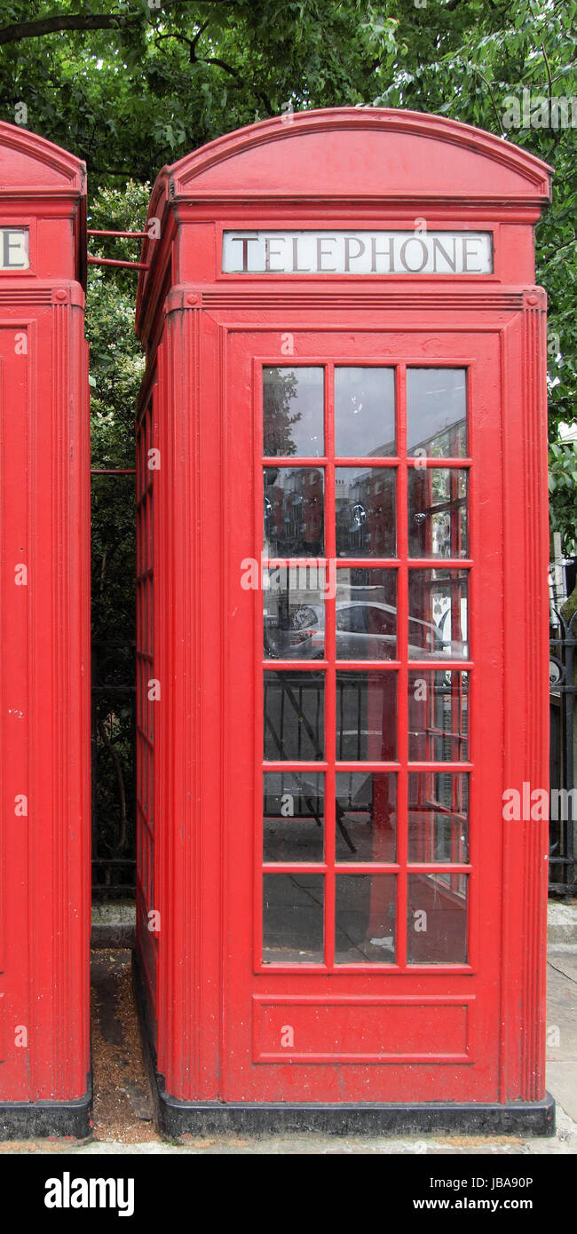 Traditional red telephone box in London UK Stock Photo - Alamy