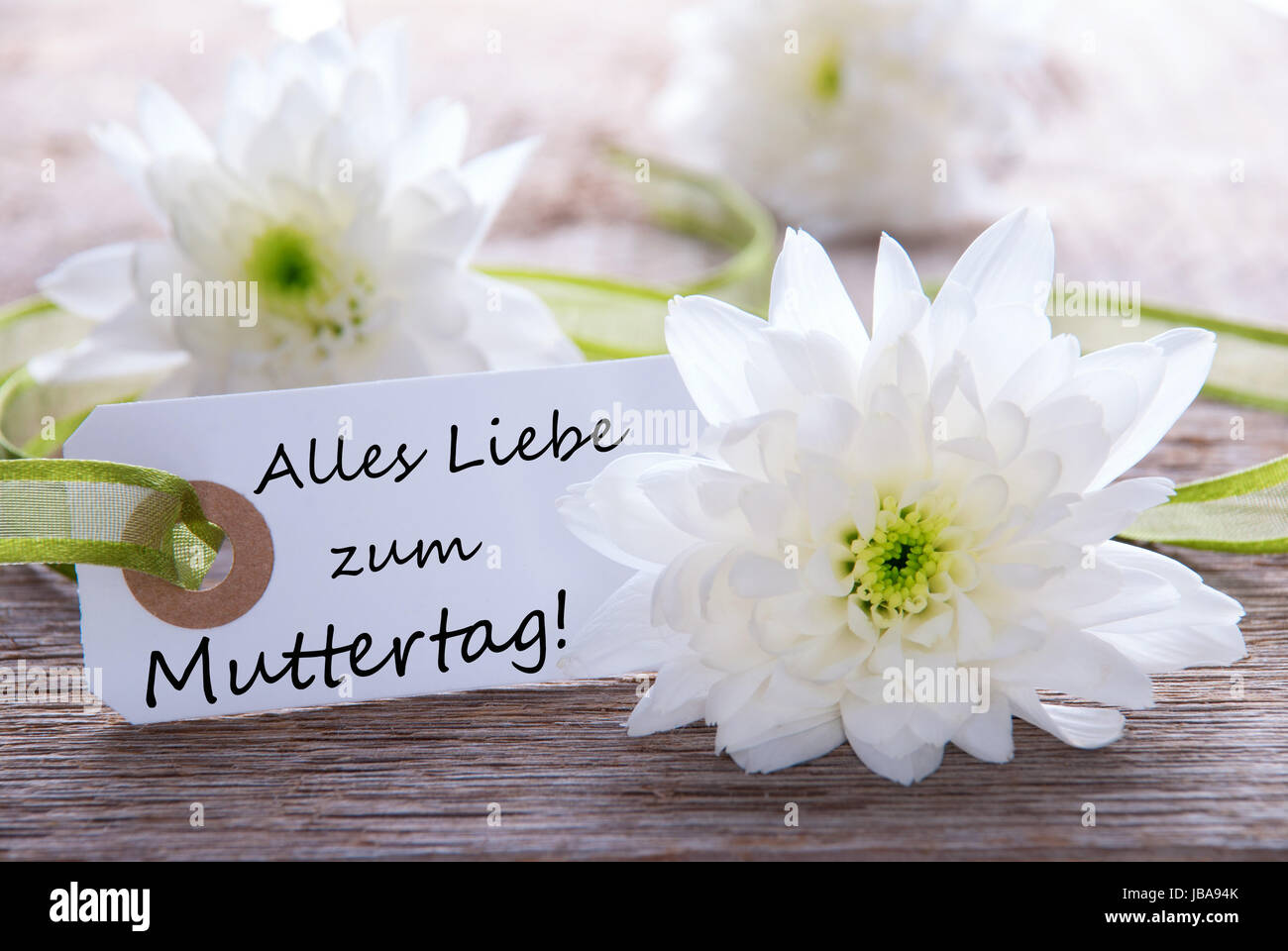 White Label with the German Words Alles Liebe Zum Muttertag which means ...