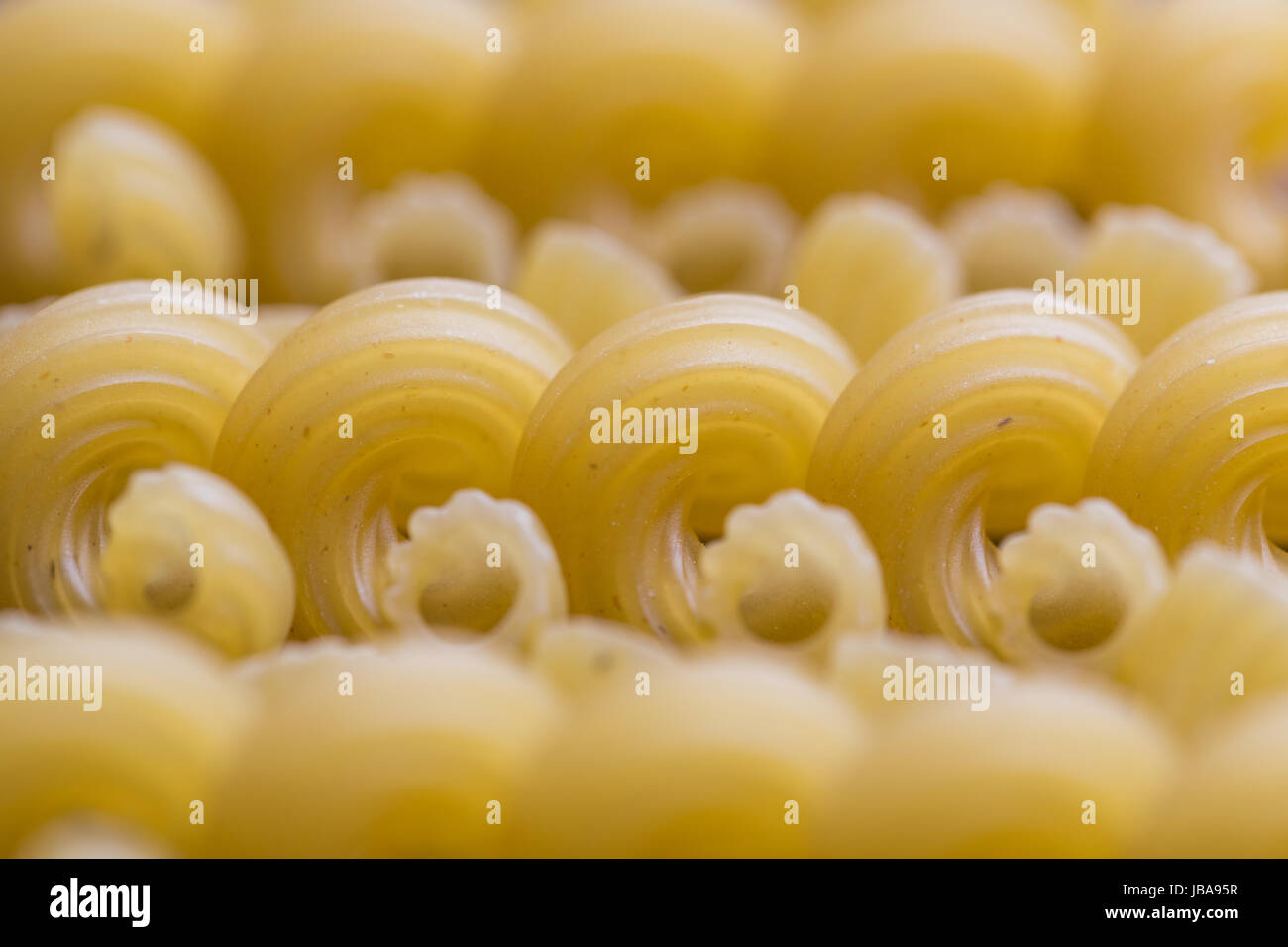 ribbed dry yellow macaroni with seriated line Stock Photo - Alamy