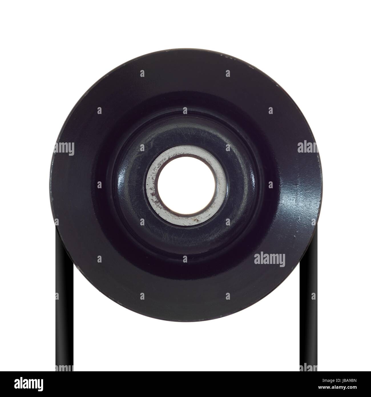 A pulley wheel isolated on a plain background Stock Photo - Alamy