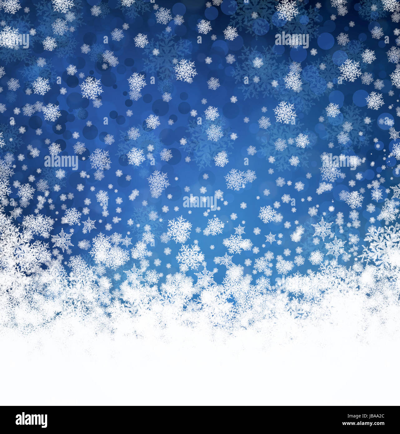 Raster winter blue and white background with snowflakes Stock Photo - Alamy