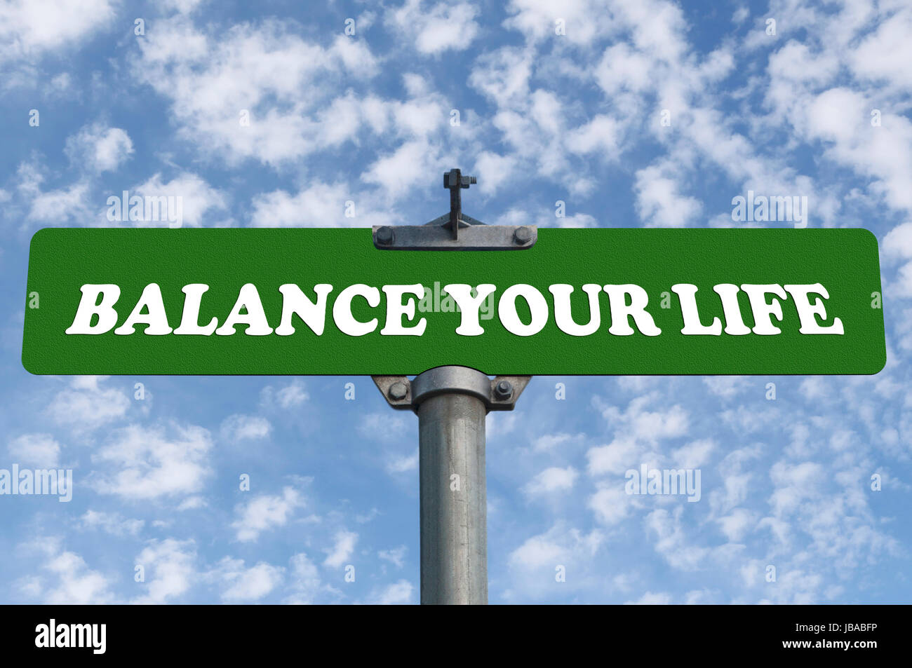 Balance your life road sign Stock Photo - Alamy