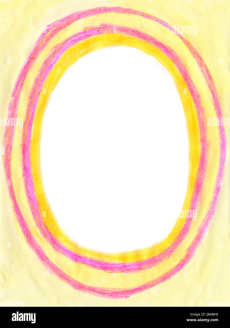 Oval shaped yellow frame painted with crayon and tempera Stock Photo ...