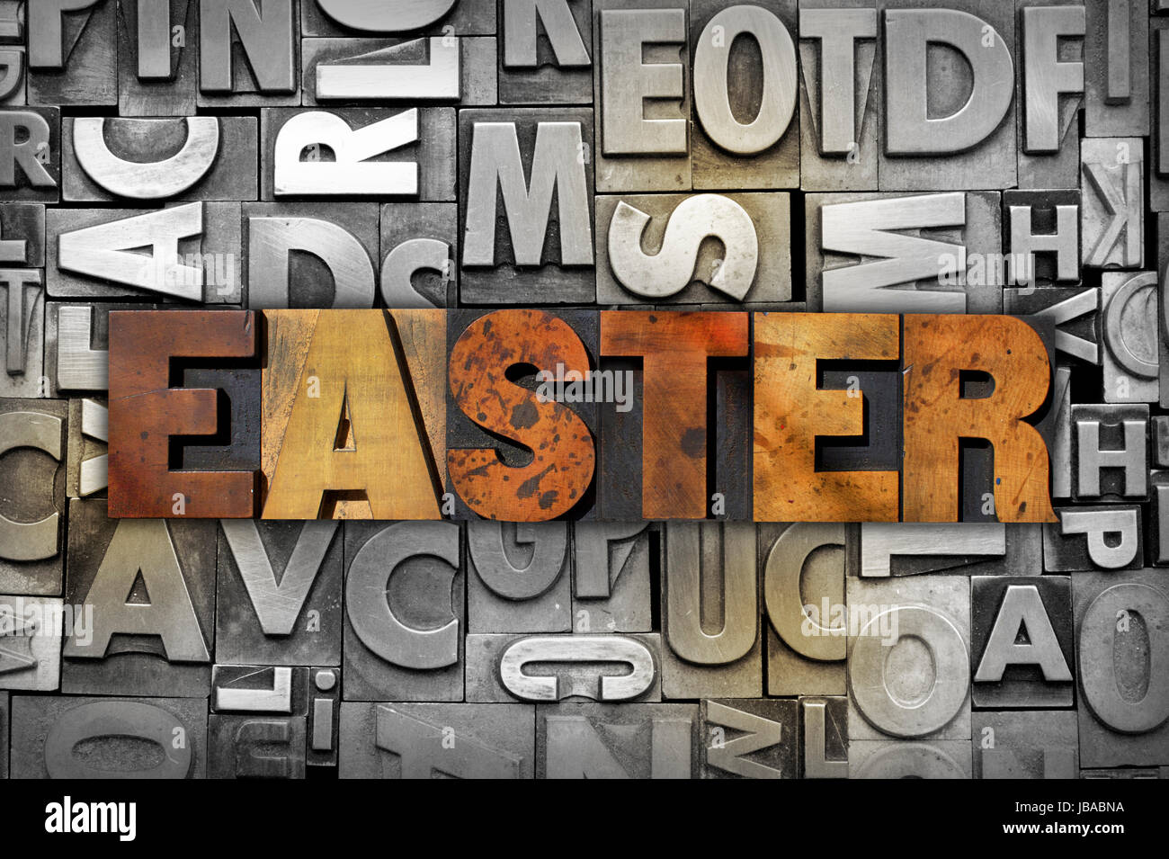 The word EASTER written in vintage letterpress type Stock Photo - Alamy