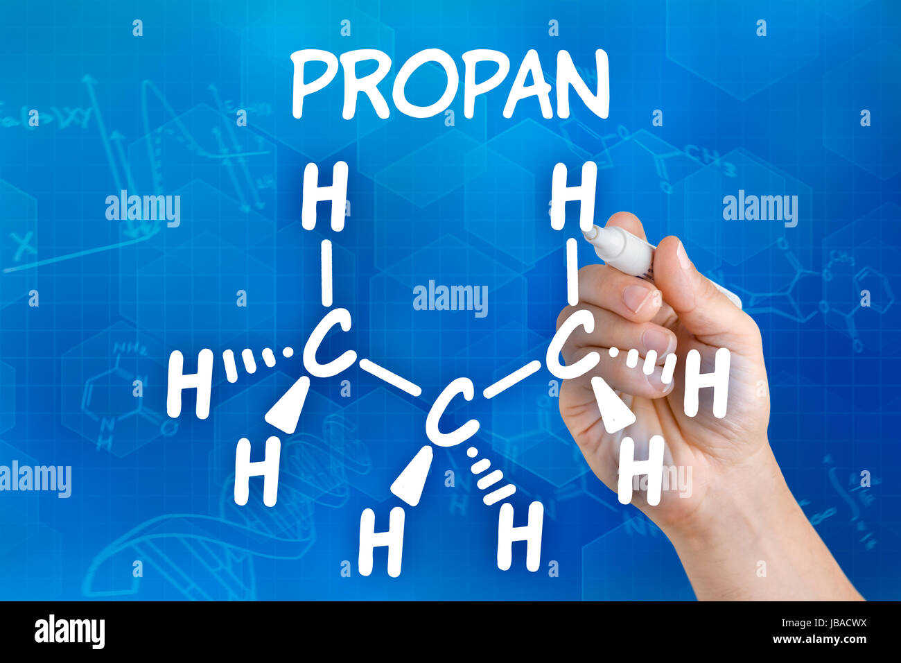 Hand zeichnet chemische Strukturformel von Propan Stock Photo - Alamy