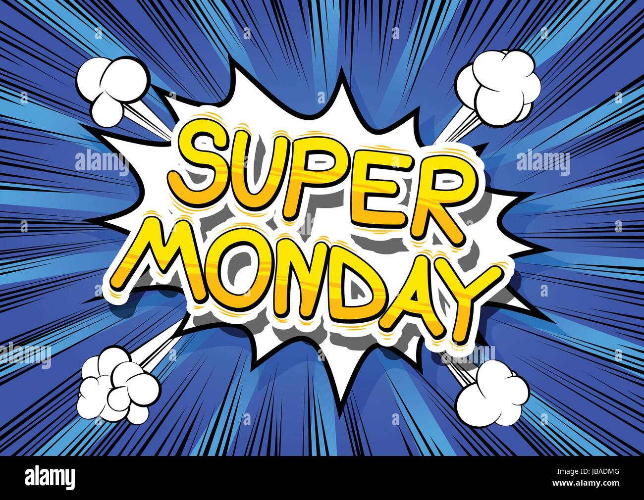 Super Monday - Comic book style word on abstract background Stock ...