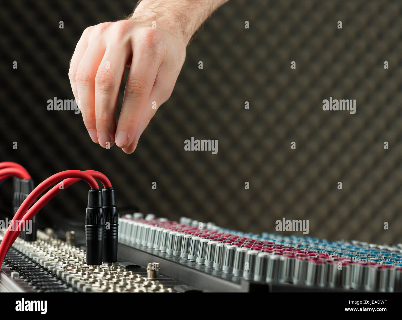 Audio jacks on a studio mixer (Series available Stock Photo - Alamy