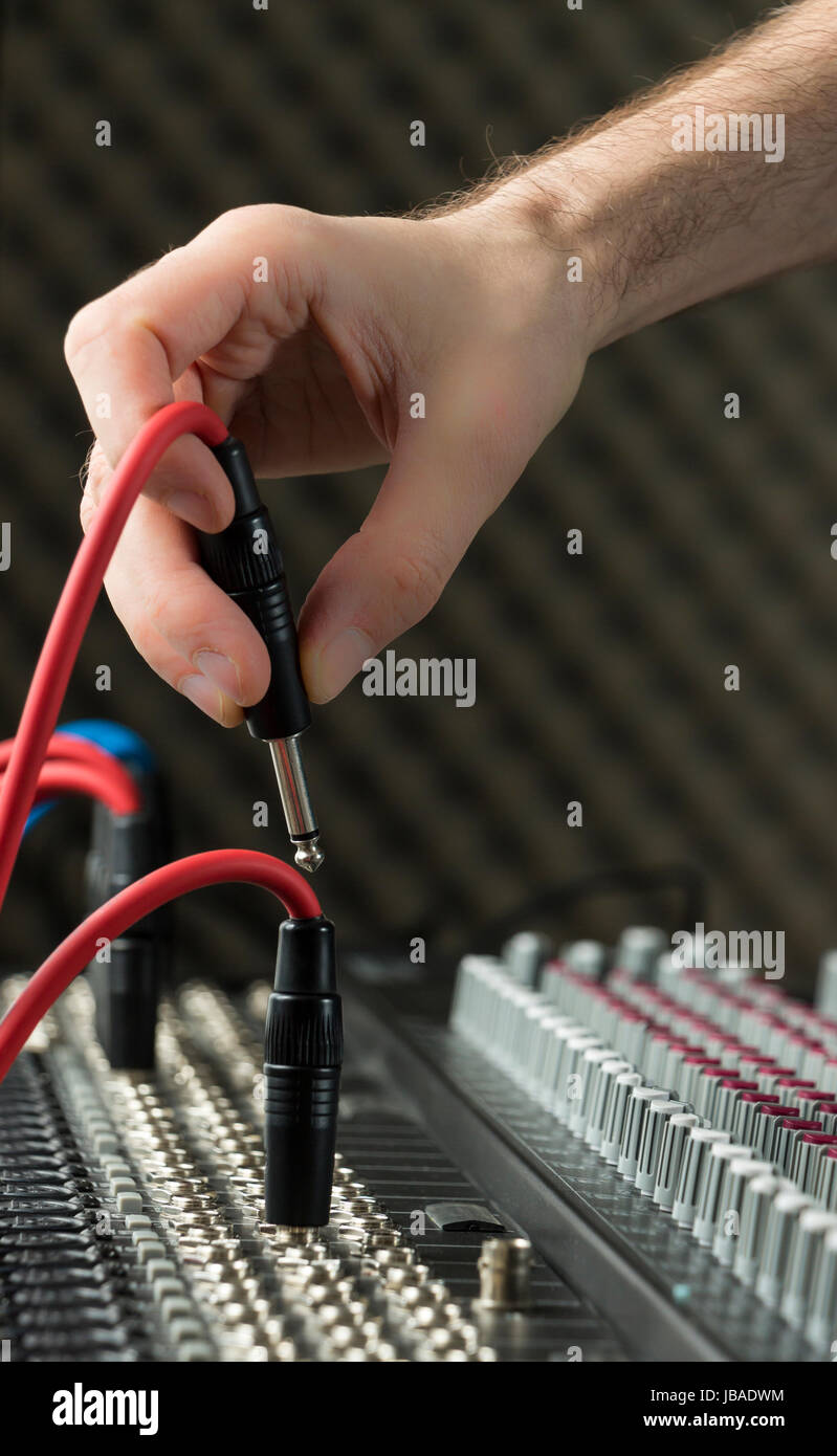 Vertical, connecting an audio jack in studio (Series available Stock ...