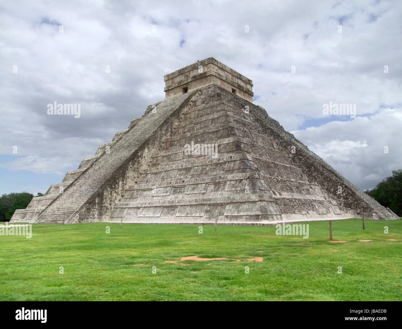 step-pyramid named El Castillo in Chichen the Itza archaeological site ...