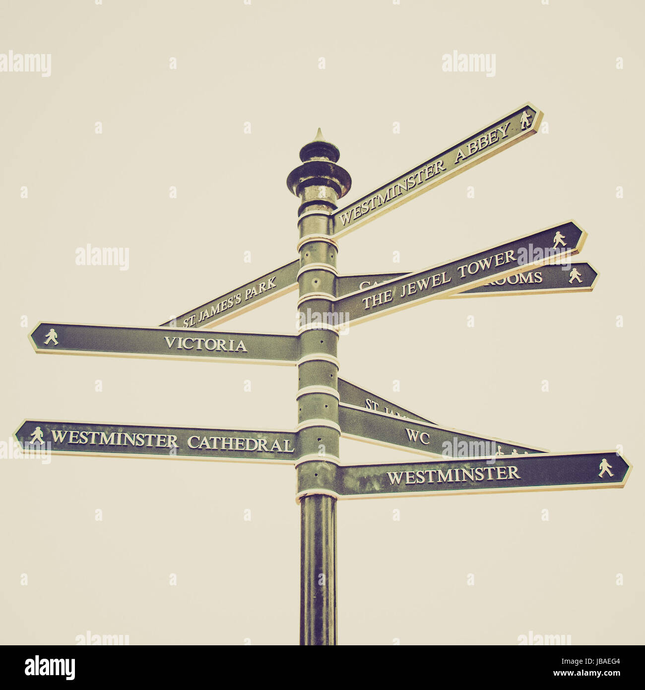 Vintage retro looking Traffic direction arrows sign, London, UK ...