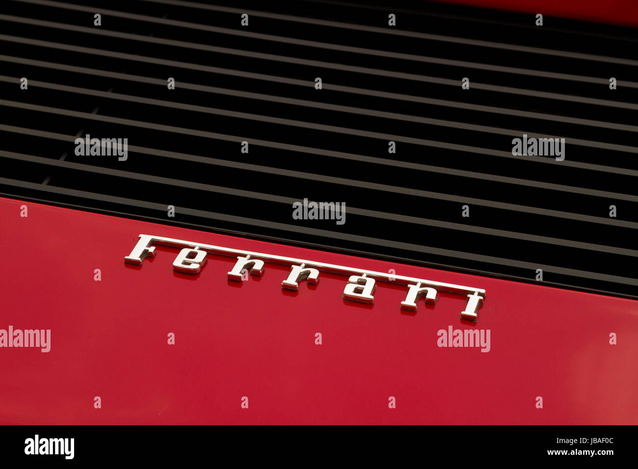 Italy. 09th June, 2017. Ferrari logo on a Ferrari Testarossa. Supercar ...