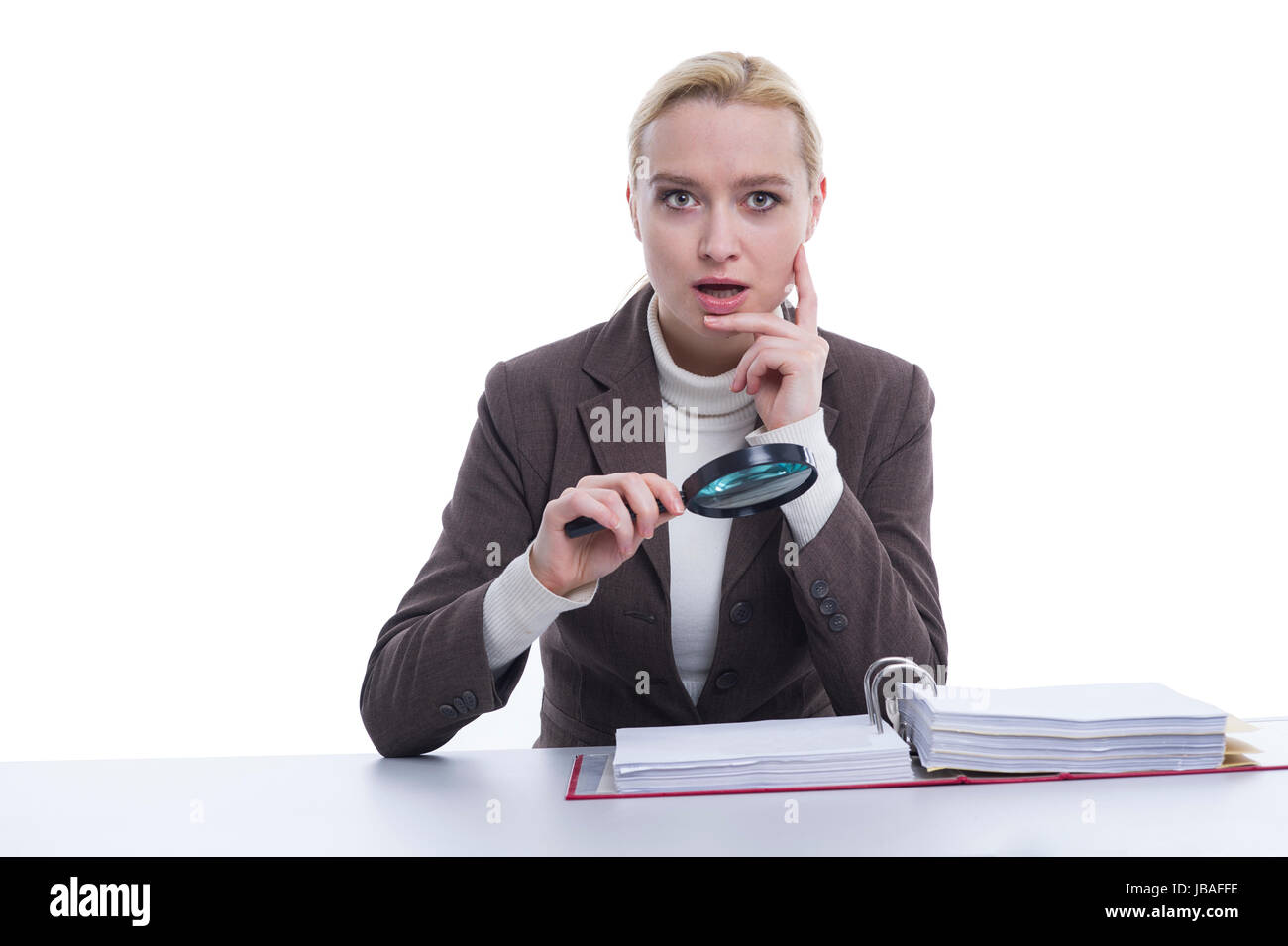 Frau mit Lupe Stock Photo - Alamy