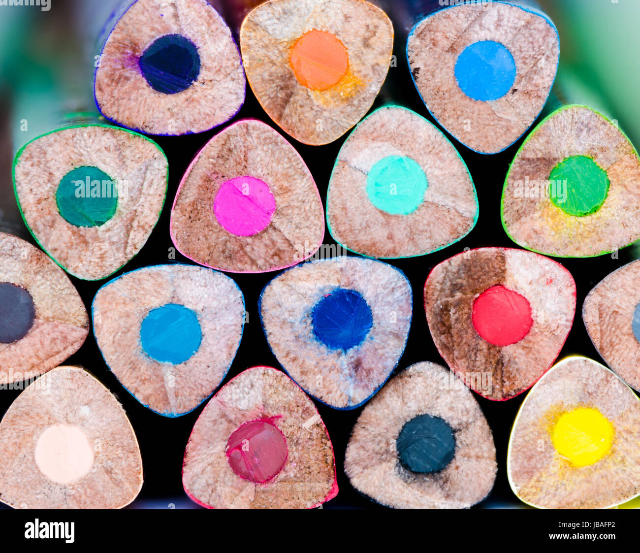 Macro detail of colorful pencils in a stack with no background Stock ...
