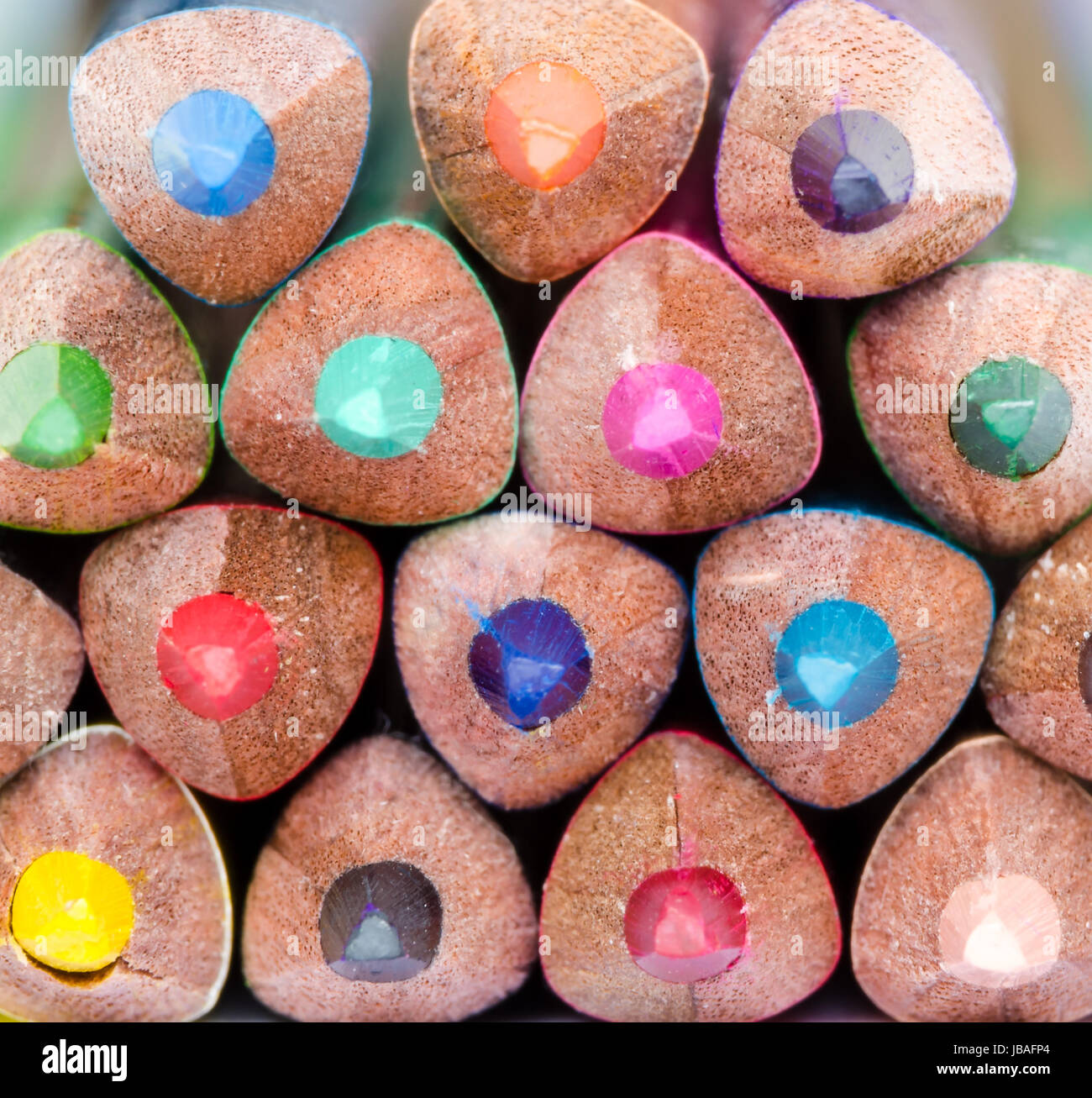 Macro detail of colorful pencils in a stack with no background Stock ...
