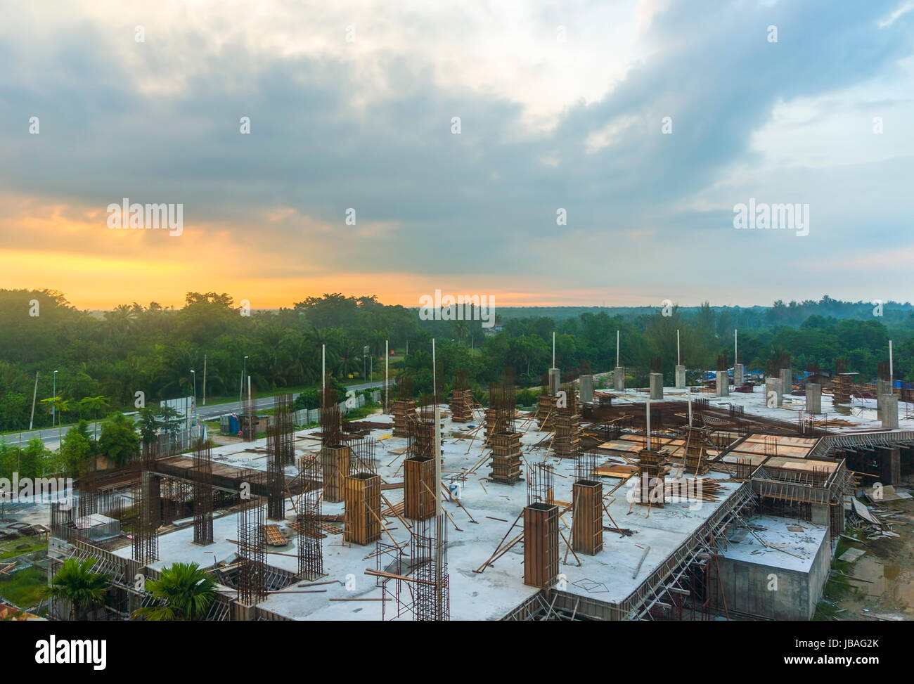 site construction with sunrise background Stock Photo - Alamy