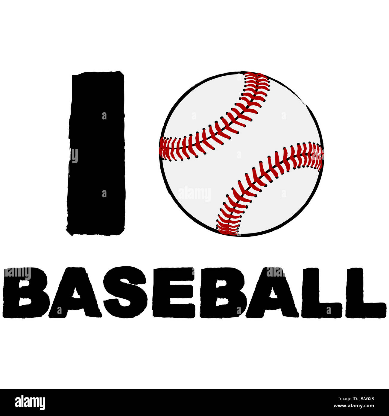Concept illustration showing the sentence "I love baseball" with a ...