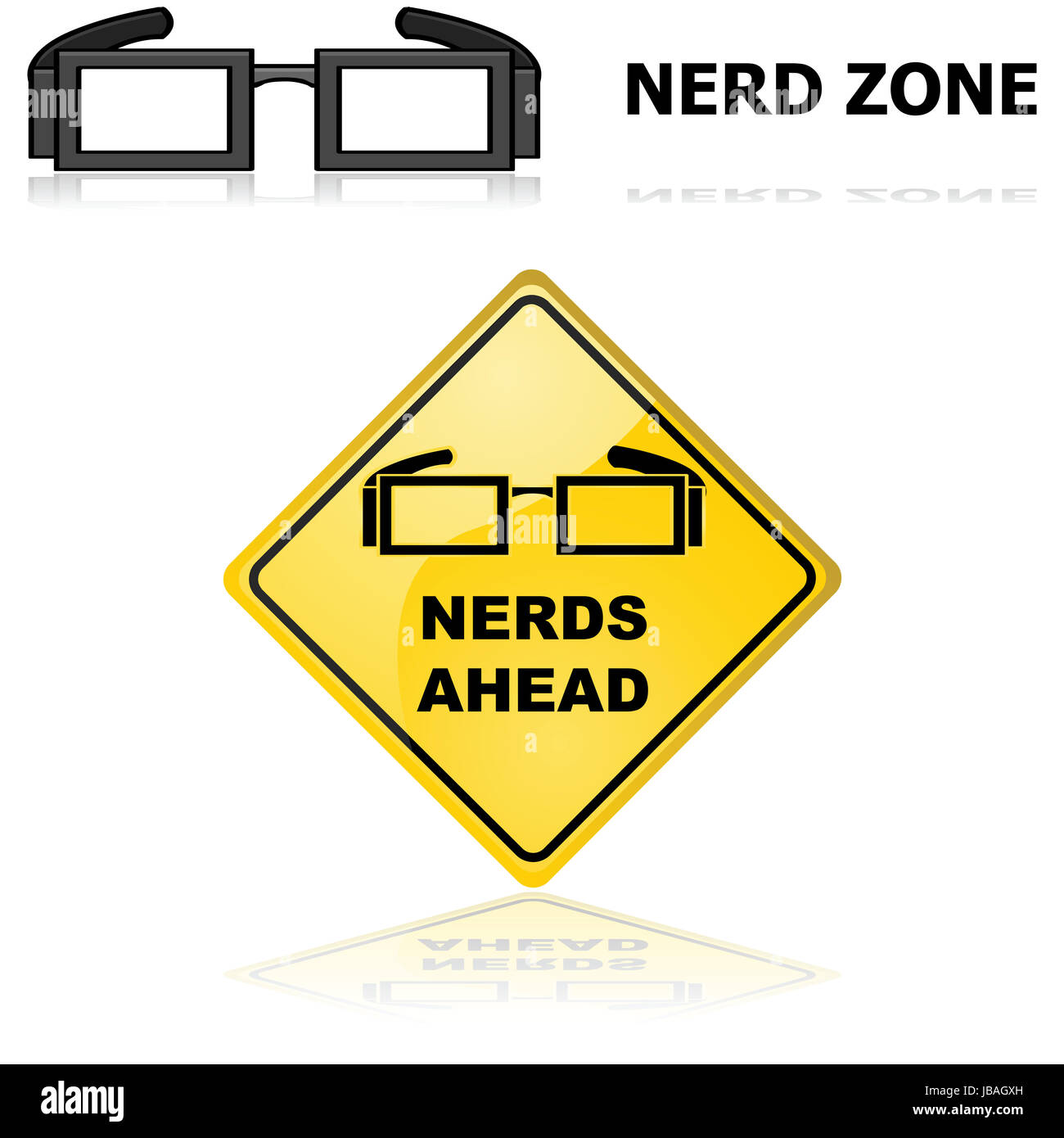 Concept illustration showing signs for a Nerd zone and announcing that ...