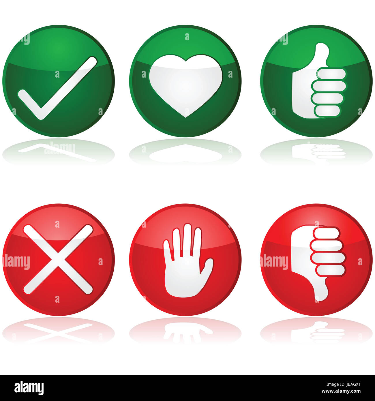 Icon set with different positive and negative options for interaction ...