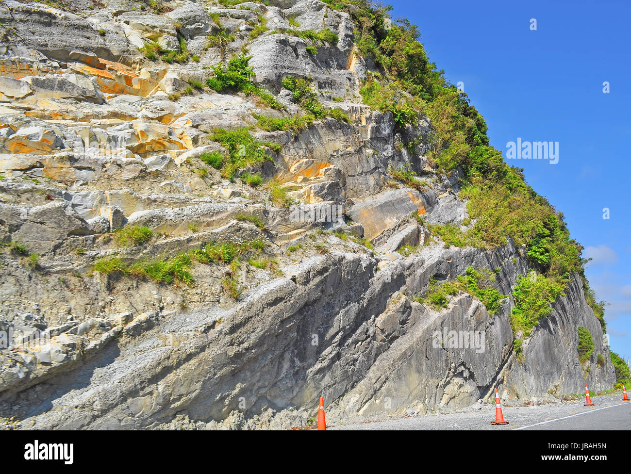 Mountain layer texture with blue skies Stock Photo - Alamy