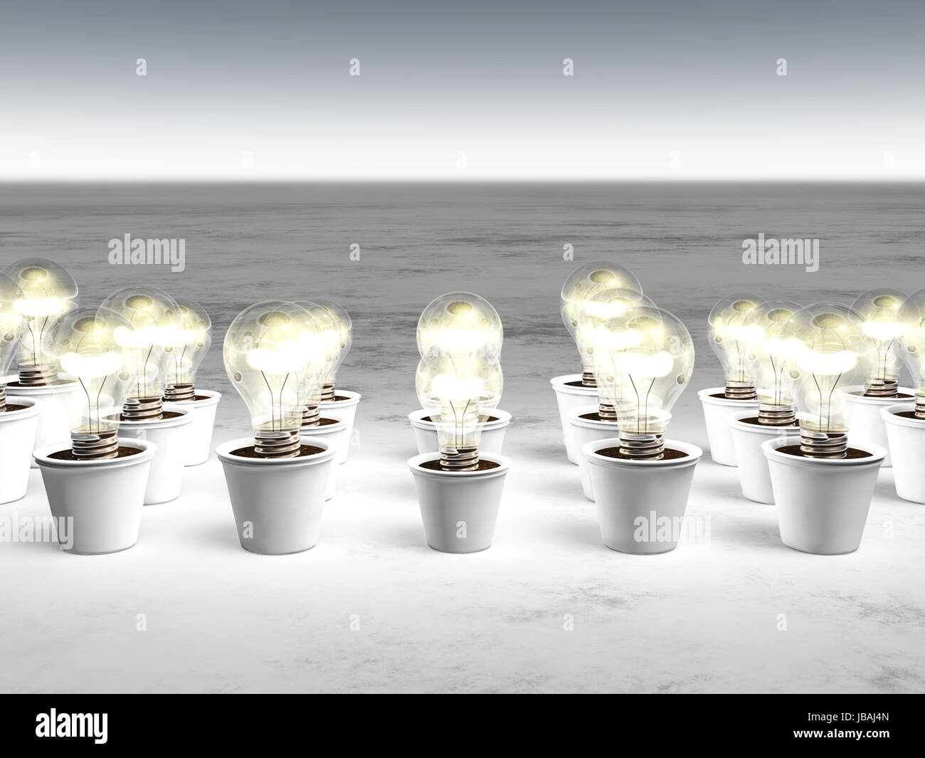 rows of light bulbs with cold light and with different sizes are ...