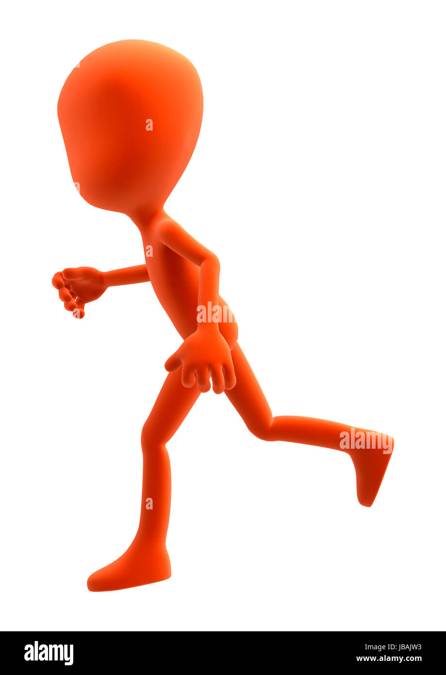 3D digital render of an abstract running human figure isolated on white ...