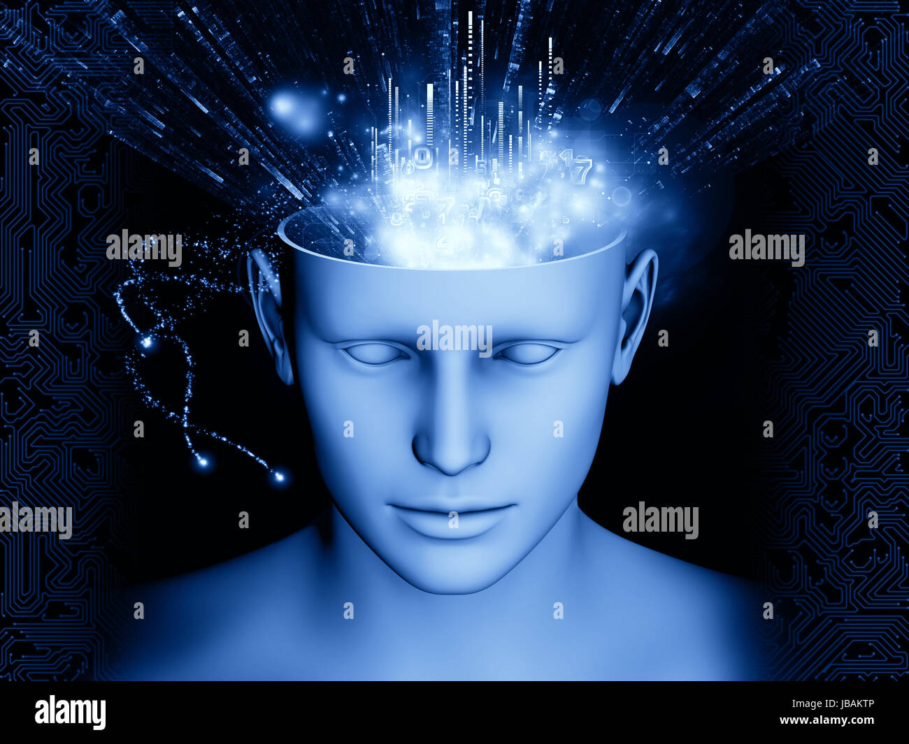 Design composed of human head and symbolic elements as a metaphor on ...