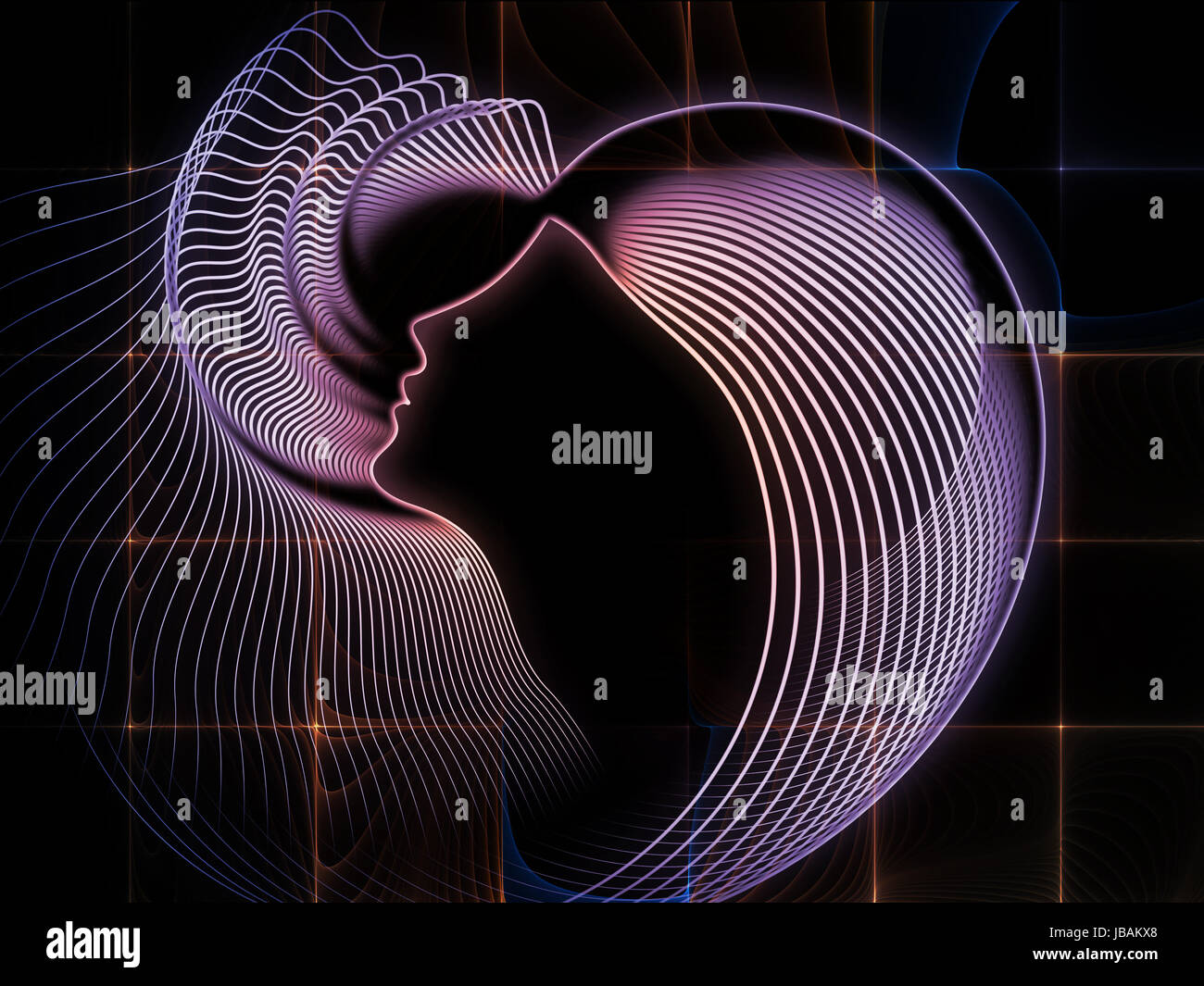 Geometry of Soul series. Abstract design made of profile lines of human ...