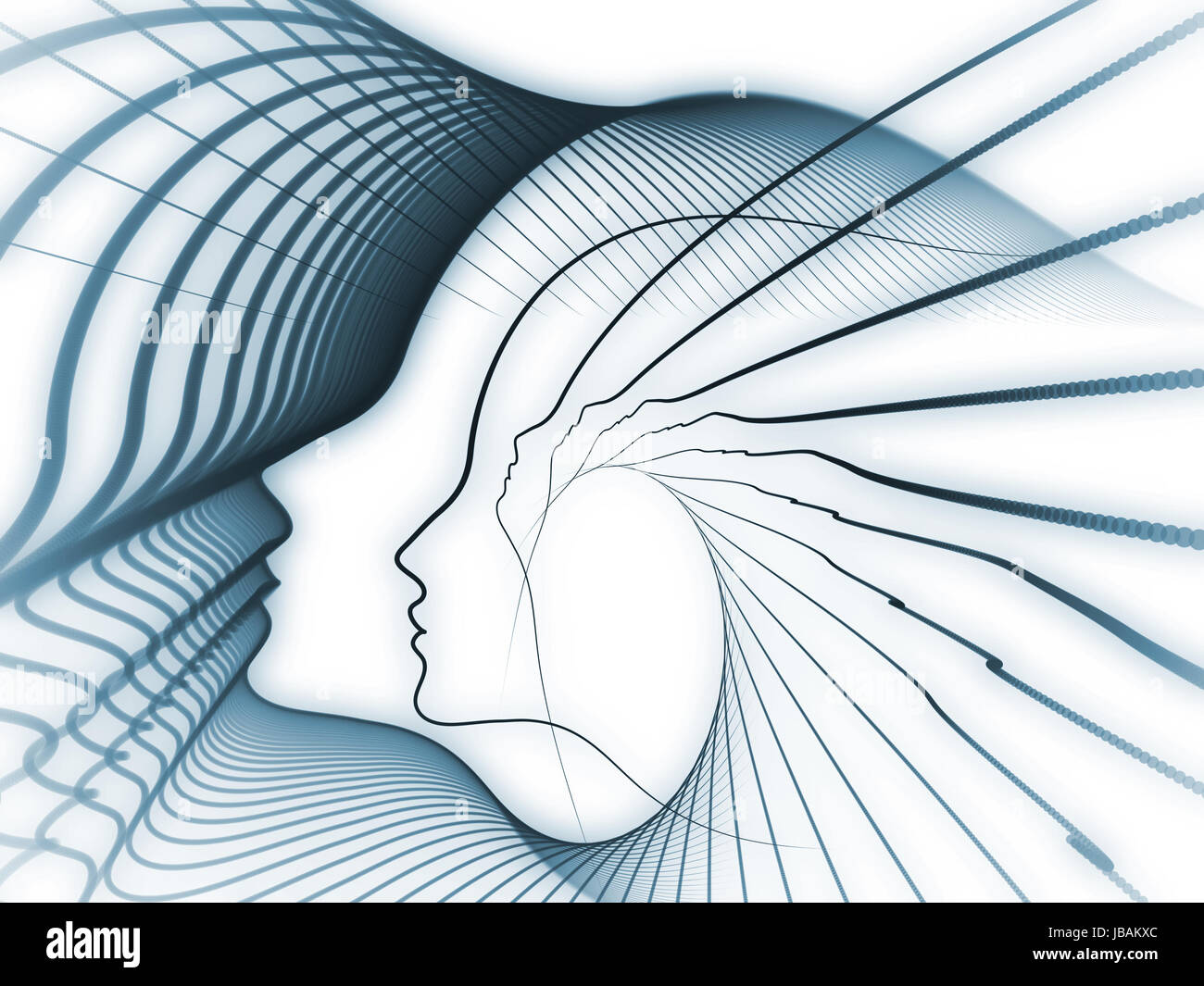 Geometry of Soul series. Arrangement of profile lines of human head on ...