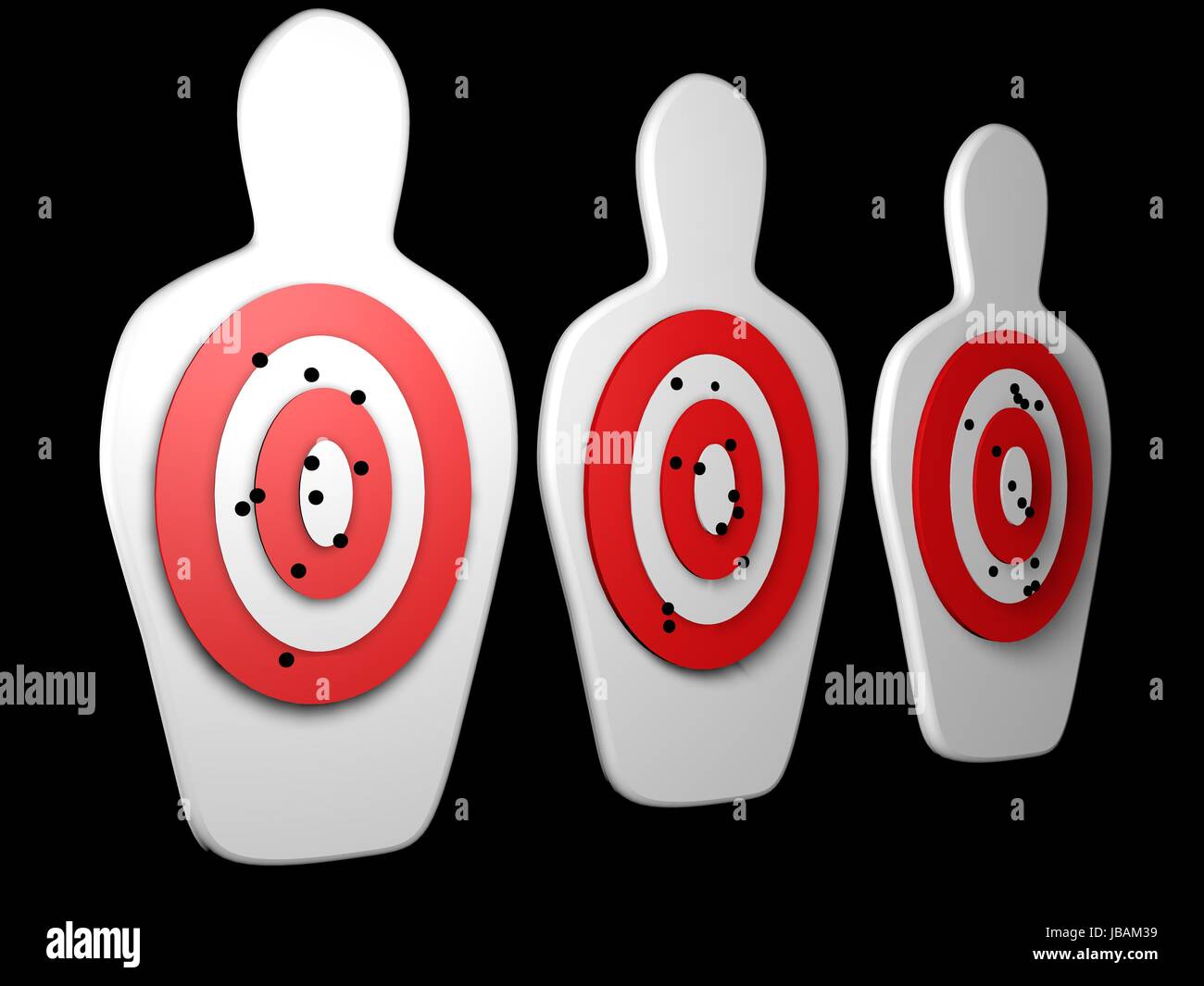 Silhouette targets over black background, 3d render Stock Photo - Alamy