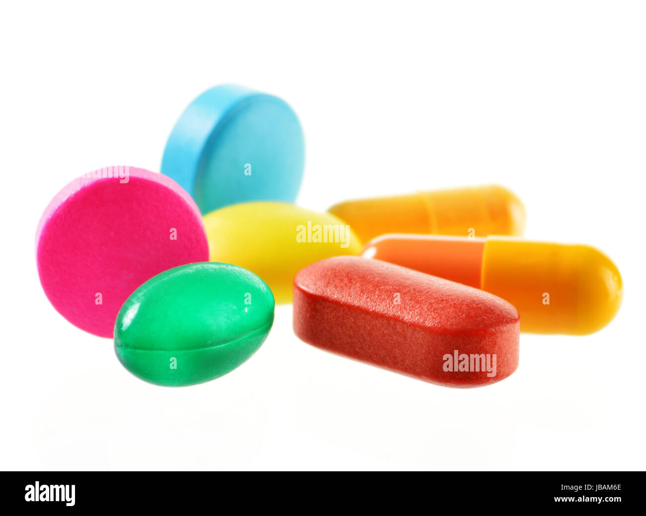 Composition with drug pills isolated on white background Stock Photo ...