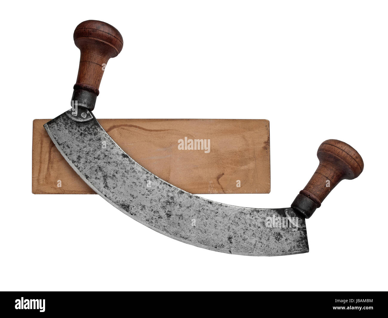 vintage french style herb chopper on stone isolated over white ...