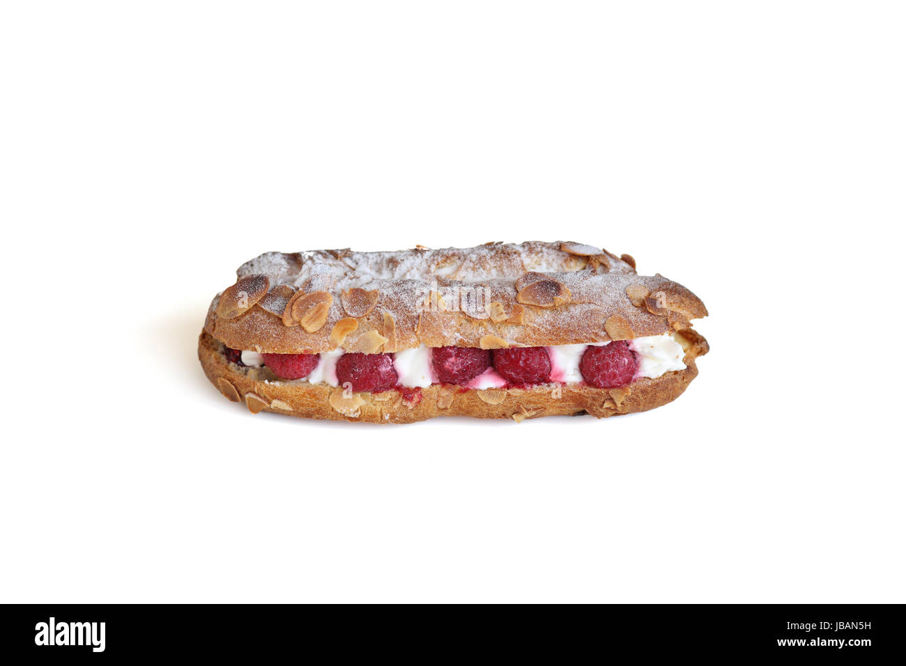 Details of a delicious pastry confectioned with raspberry and chantilly ...