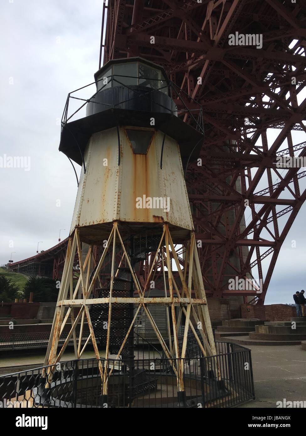 Abandoned lighthouse under Golden Gate bridge, San Francisco ...