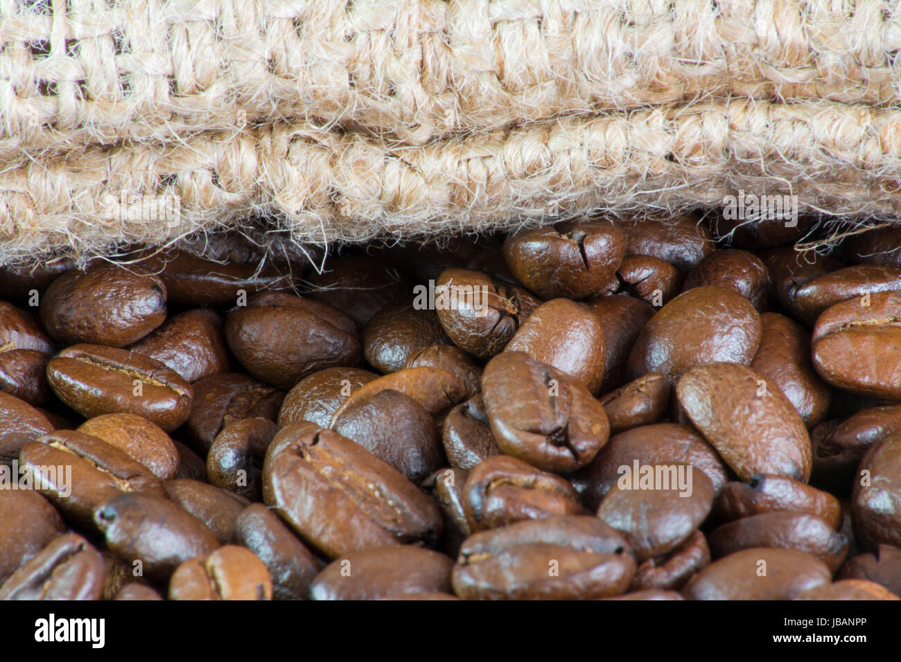 Details of coffee beans and jute bag texture Stock Photo - Alamy