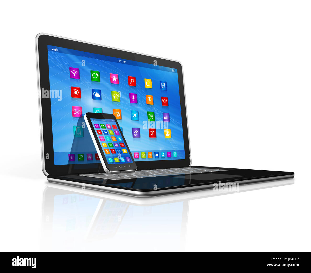 3D Smartphone and Laptop isolated on white with clipping path Stock ...