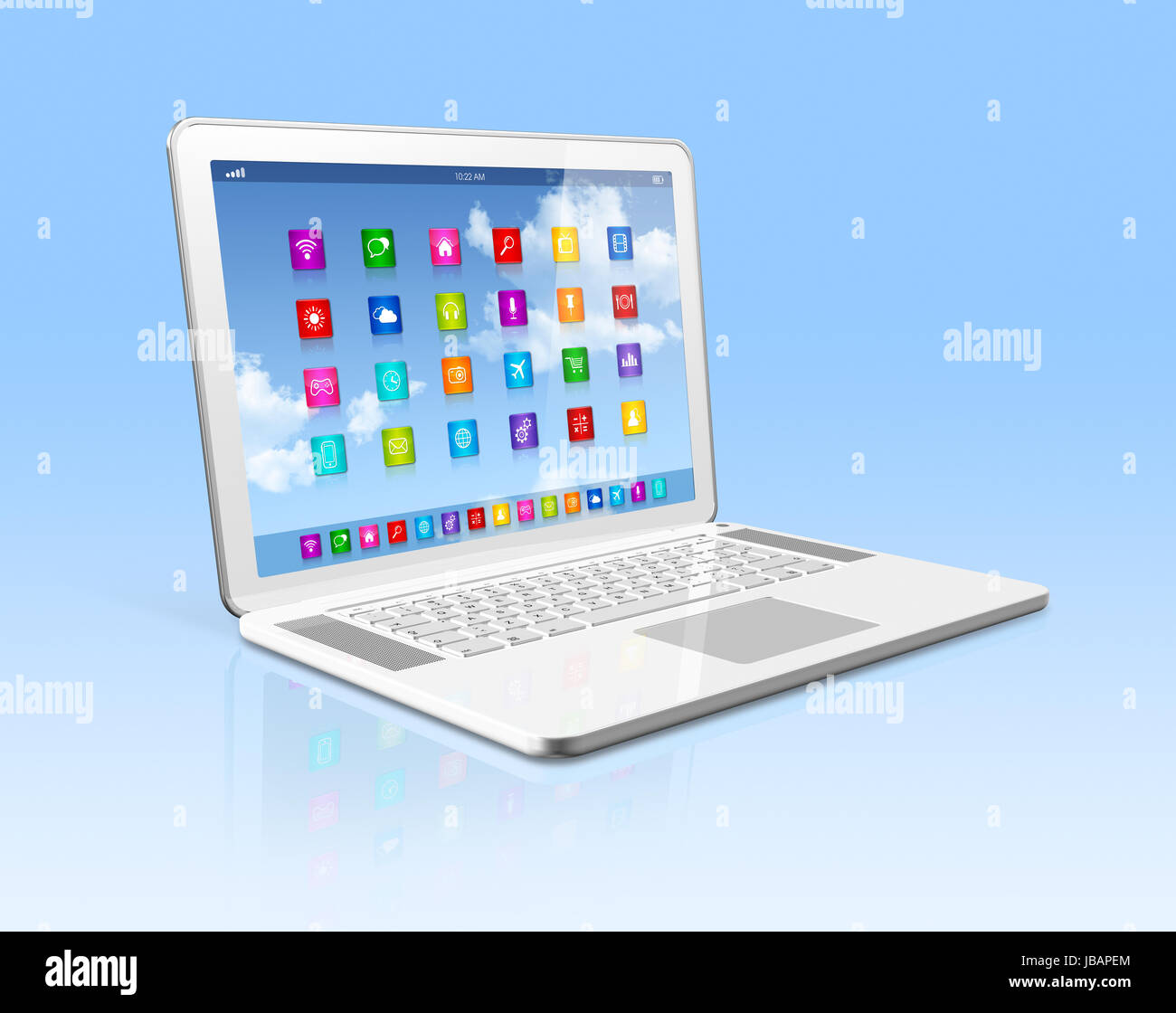 3D Laptop Computer - apps icons interface - isolated with clipping path ...