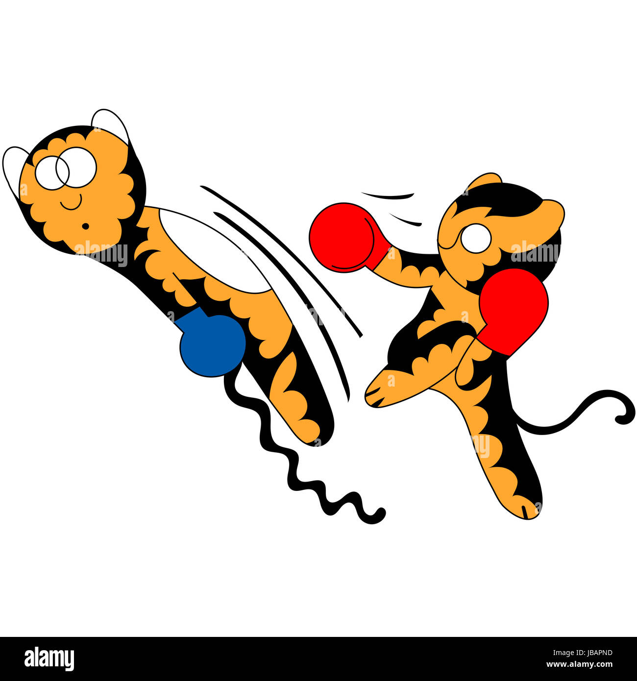 Vector cartoon tiger cub cute young martial arts, the kick in the fight ...