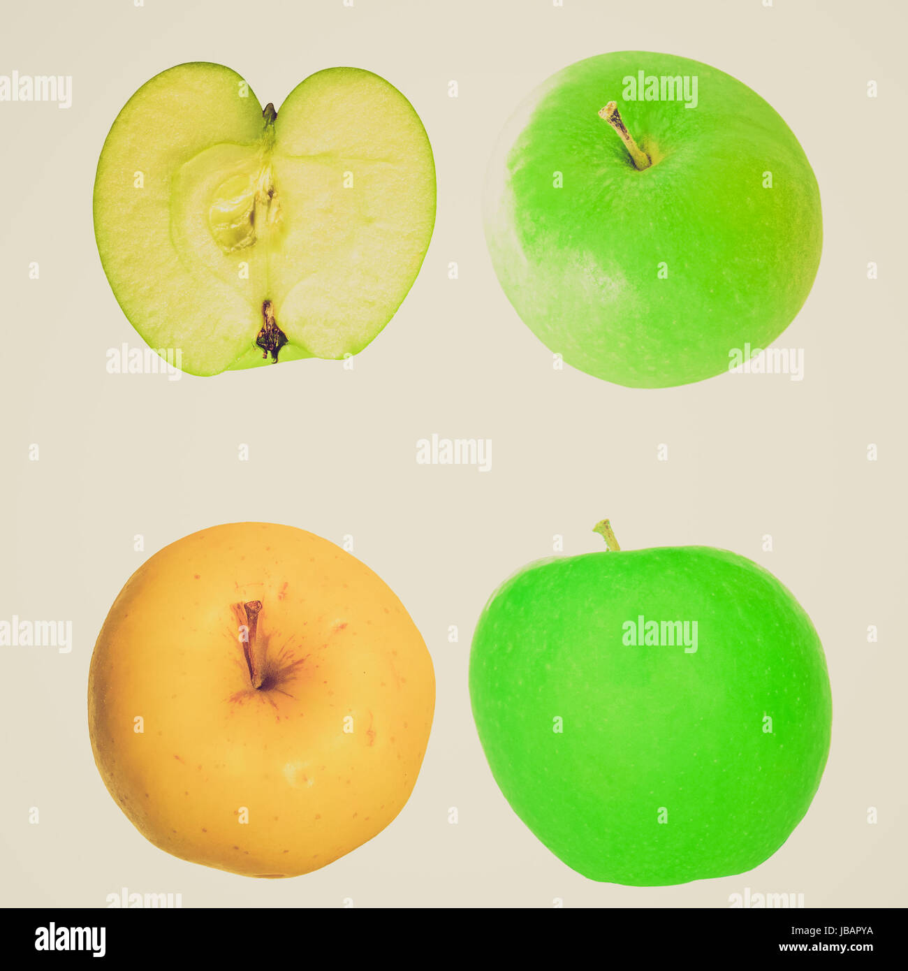 Vintage retro looking Many apples isolated over a white background ...