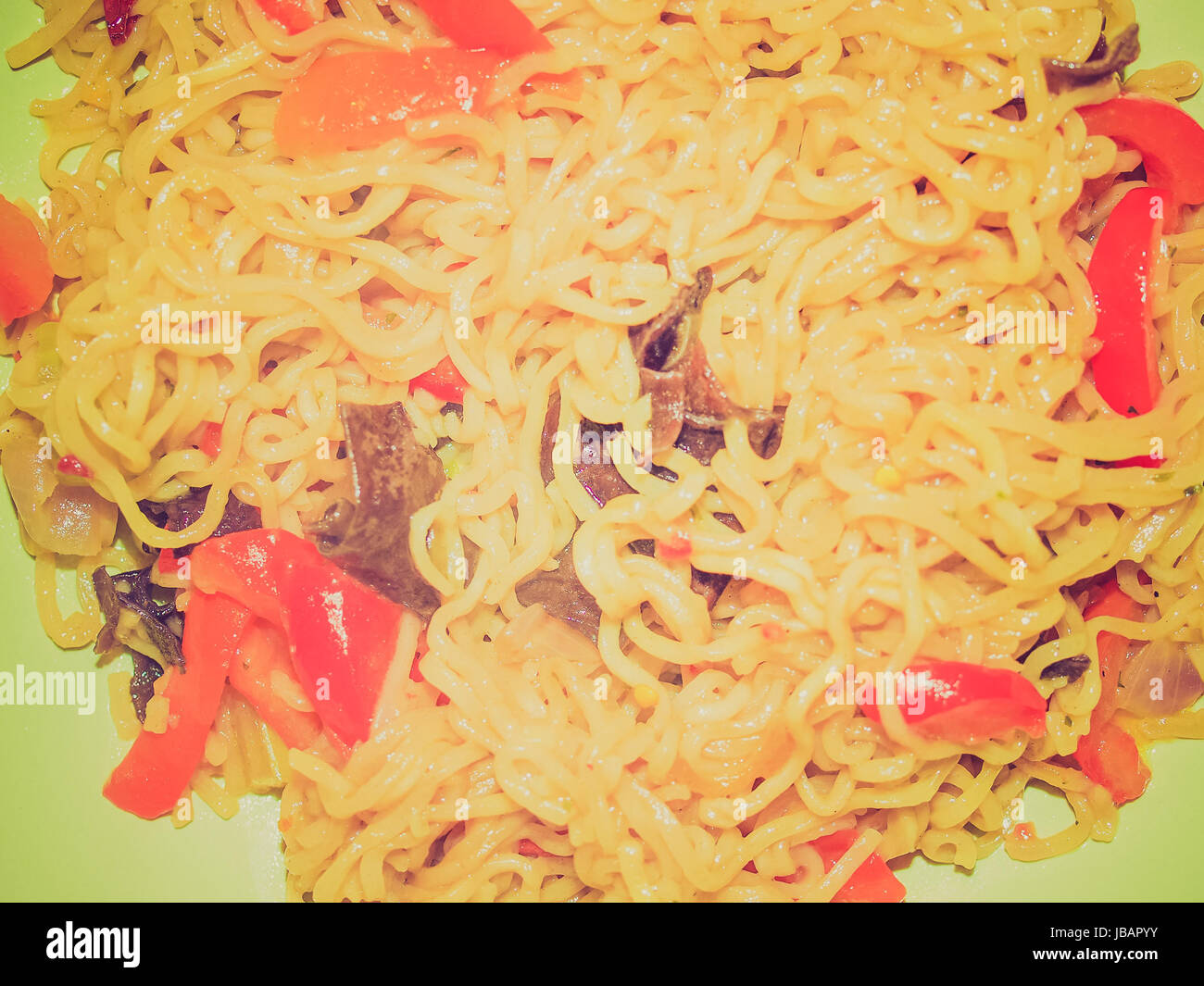 Vintage retro looking Curry noodles pasta traditional Indian and ...