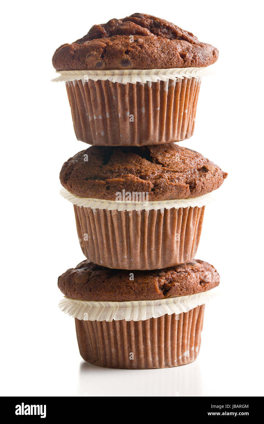 pile of chocolate muffins on white background Stock Photo - Alamy