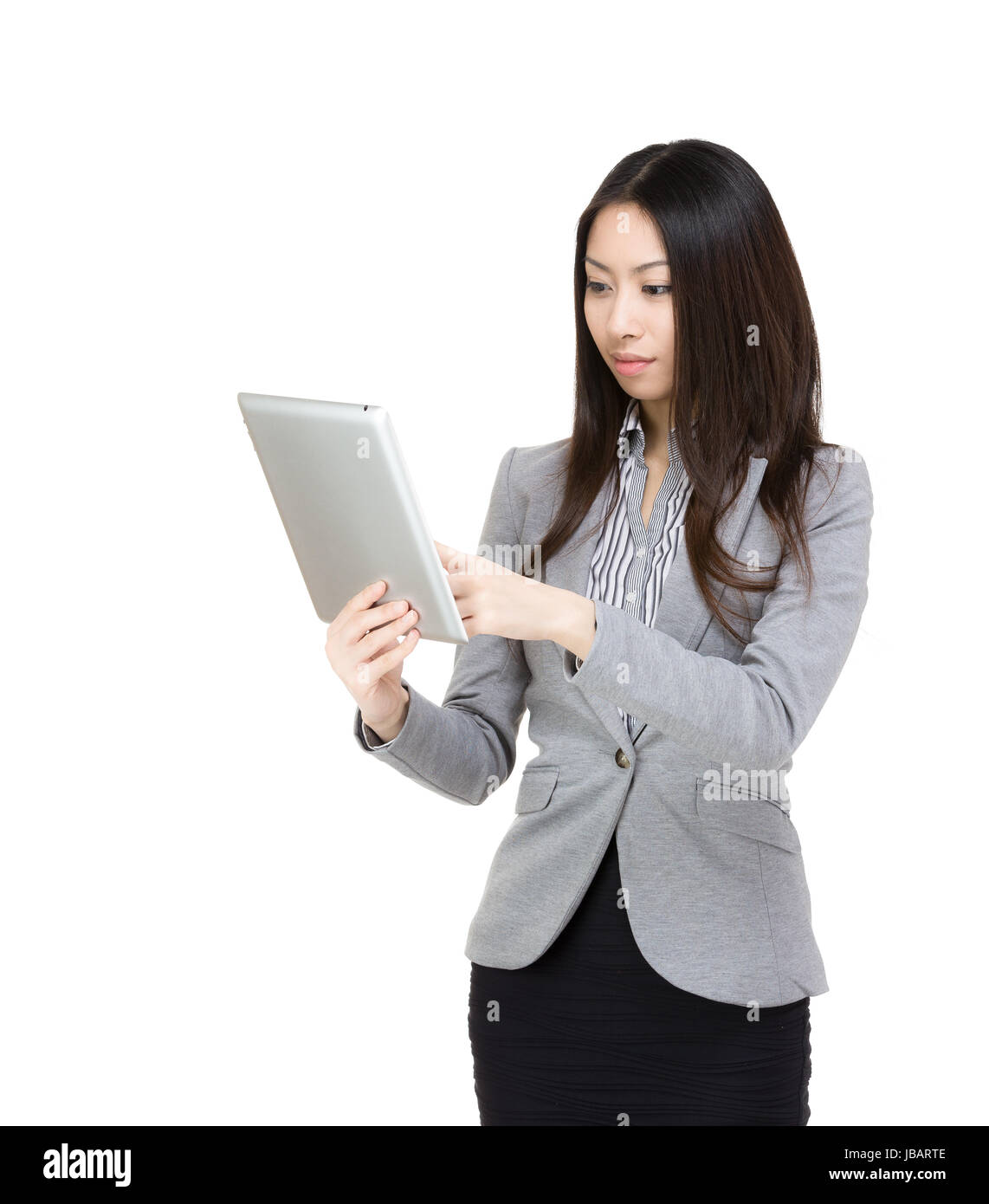 Asia Businesswoman using tablet Stock Photo - Alamy