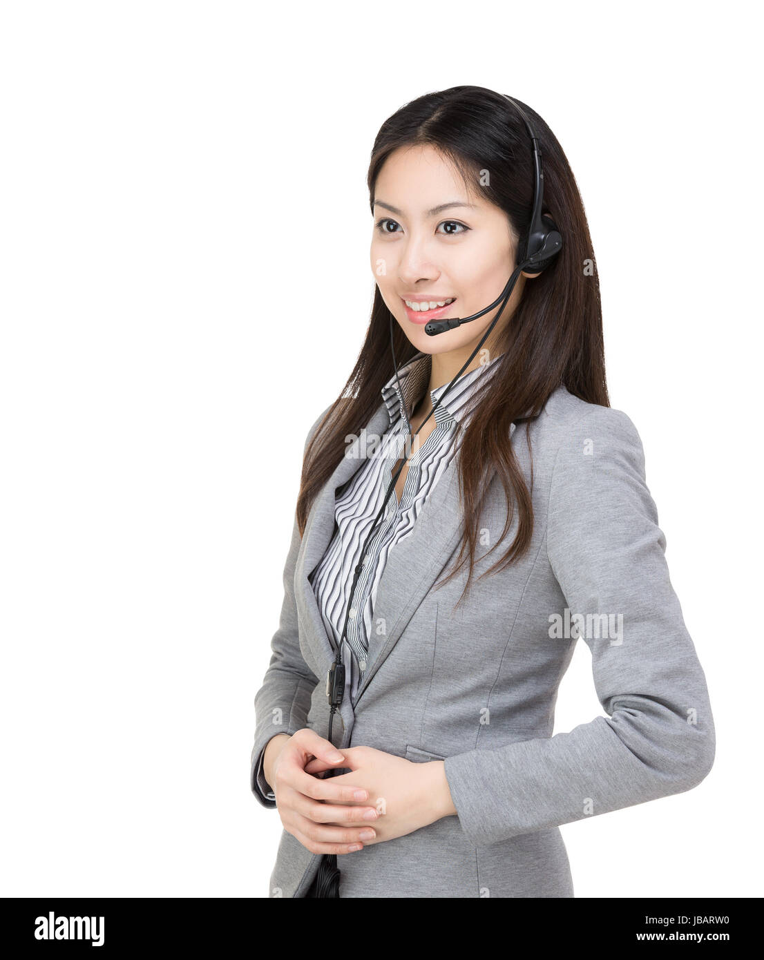 Asia businesswoman customer service looking at a side Stock Photo - Alamy