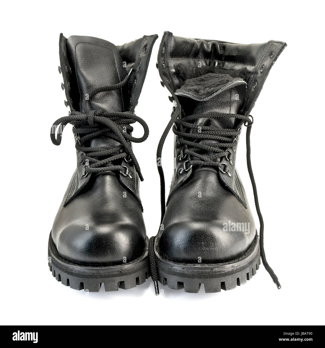 A Pair Of Black Leather Boots Stock Photos & A Pair Of Black Leather ...