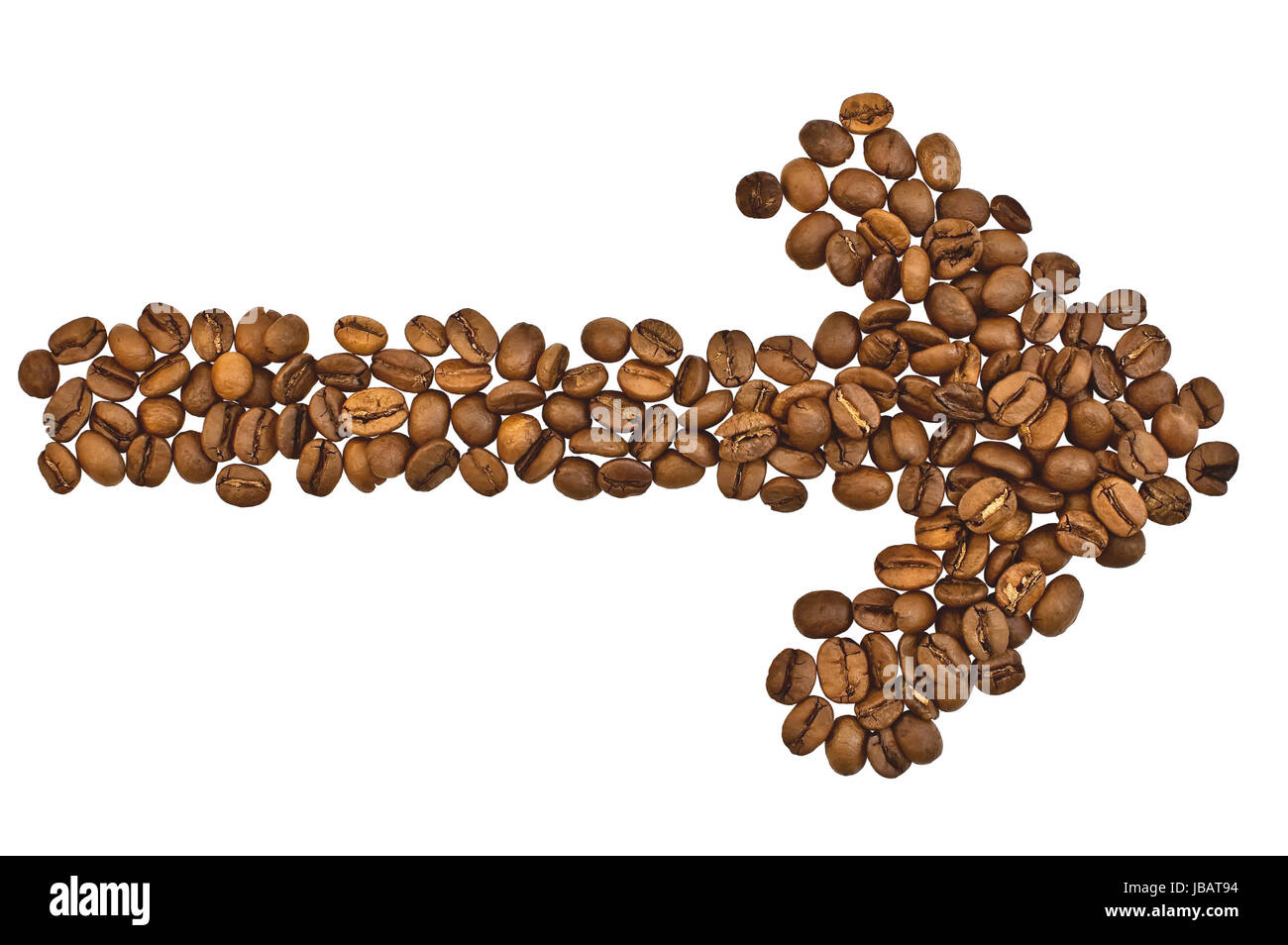 Coffee beans in the form of arrows isolated on white background Stock ...
