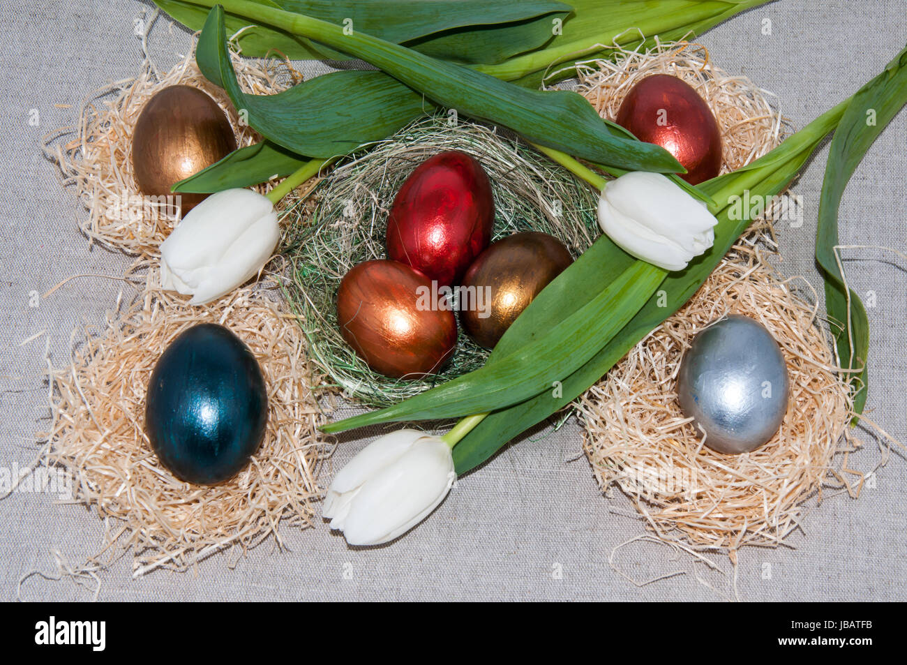 Easter egg and Tulips for the feast of the radiant resurrection of ...