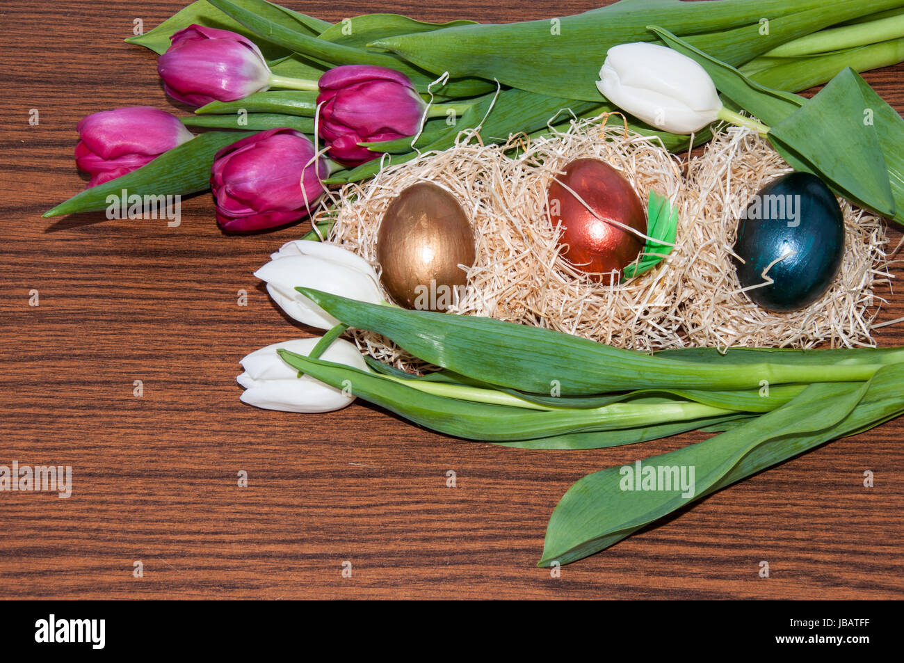 Easter egg and Tulips for the feast of the radiant resurrection of ...