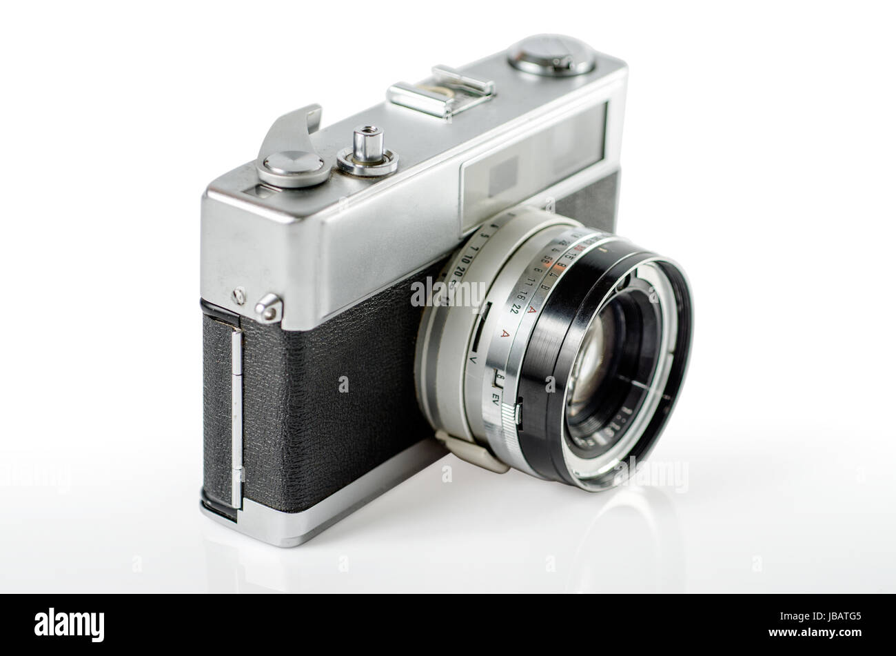 Retro photo camera isolated on white ,Selective focus :Clipping path ...