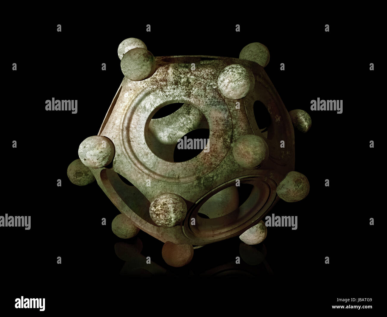 Ancient bronze Roman dodecahedron on a black background Stock Photo - Alamy