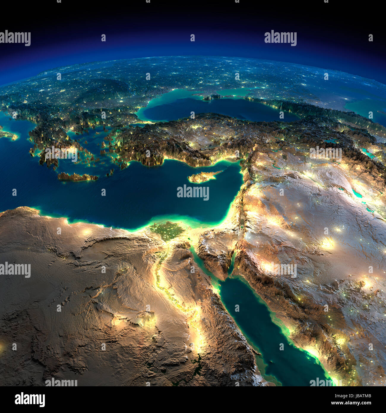 Middle east at night nasa hi-res stock photography and images - Alamy
